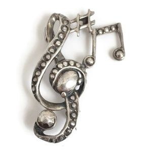 Vintage | Jewelry | Vintage Sterling Silver Music Notes Brooch Pin ...